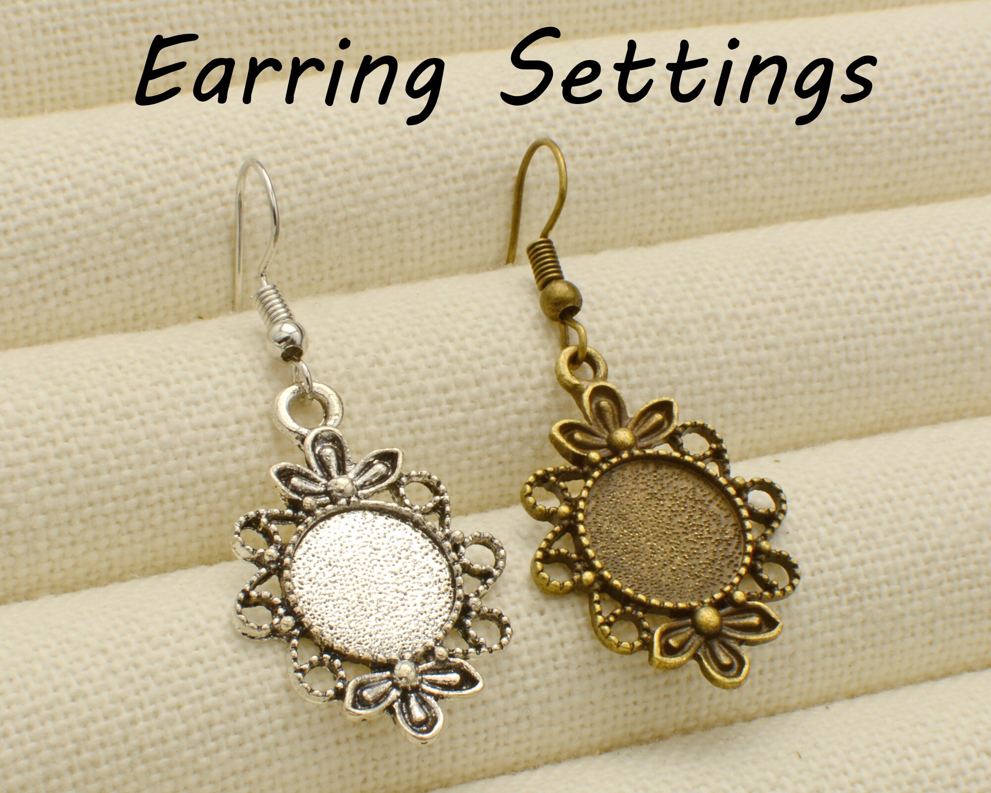 20 Pcs Earring Bezel Setting Filigree Flower Charm Earring - Etsy Hong Kong
