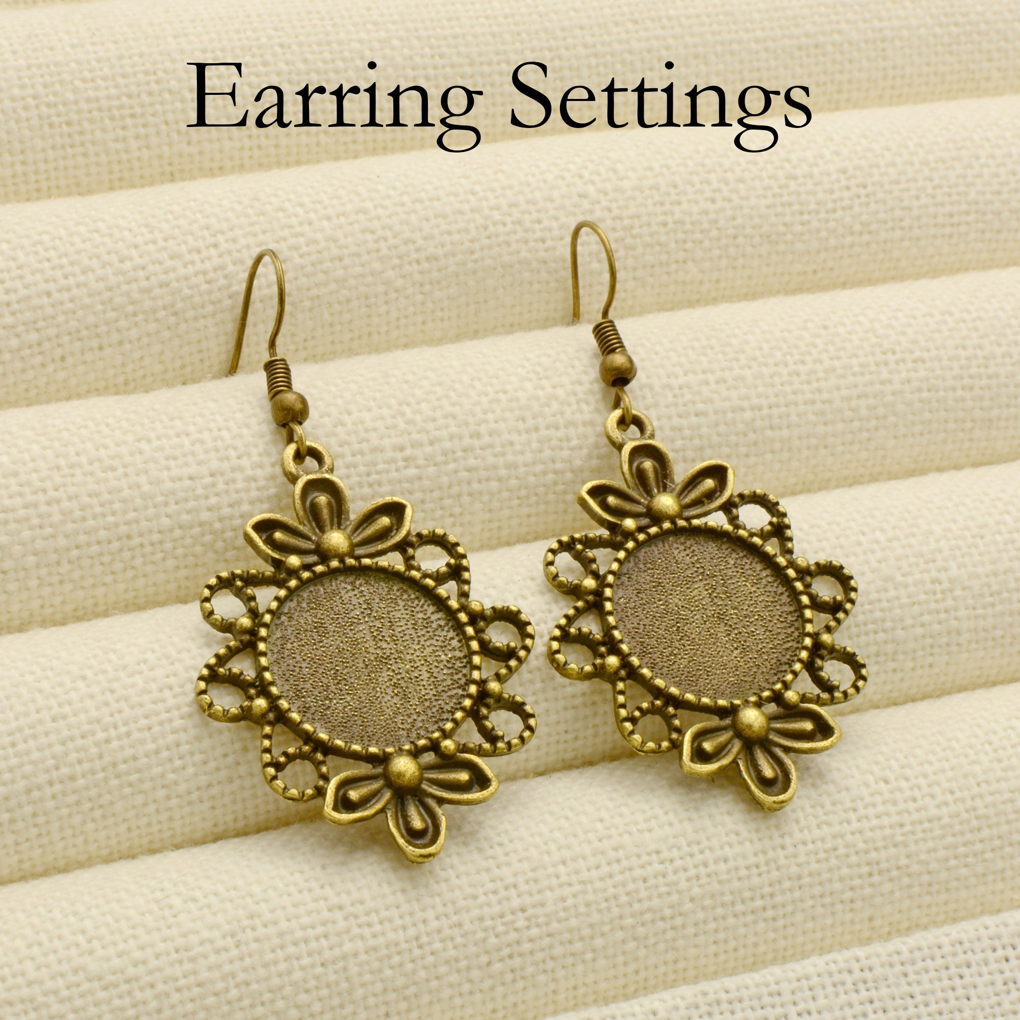 20 Pcs Earring Bezel Setting Filigree Flower Charm Earring - Etsy Hong Kong