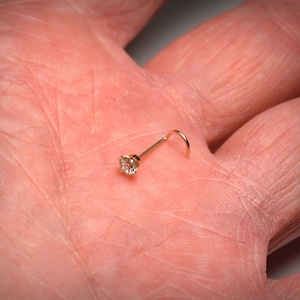 Diamond Nose Stud, 14K, LARGER Genuine Diamond Nose Stud, .10 Carat, 3 ...
