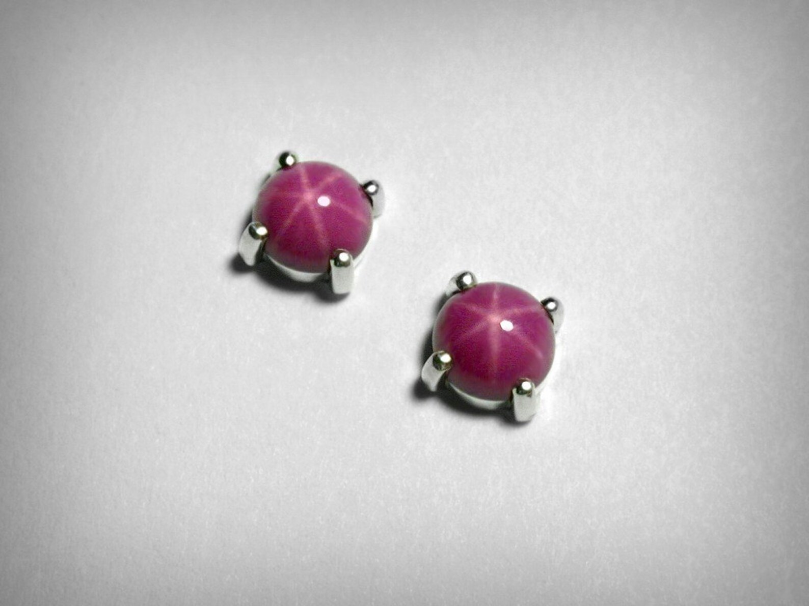 Pink Star Ruby Earrings Studs Created Star Ruby Earring - Etsy