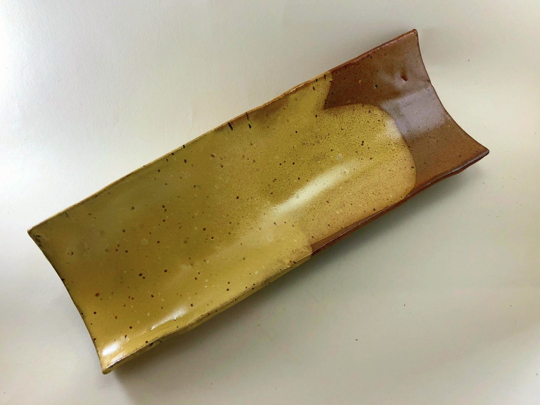 Bread Tray - Small Rectangular Serving Tray - in Yellow and Nutmeg ...