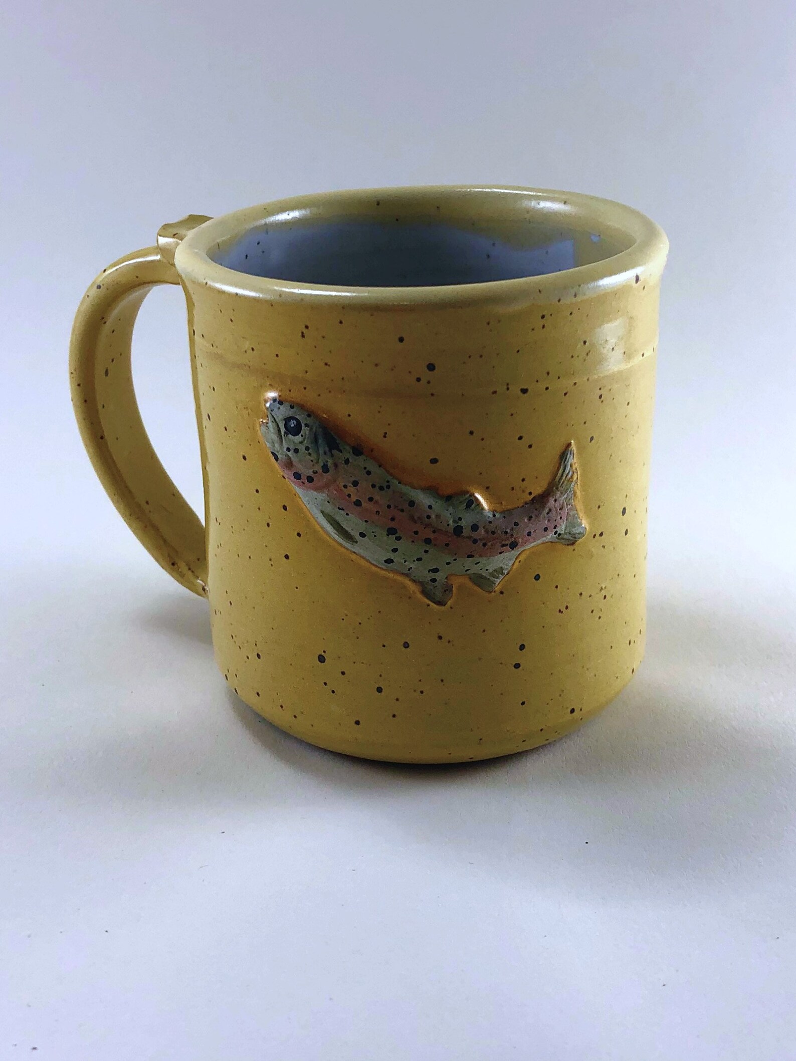 Yellow Trout Mug With a Rainbow Trout | Etsy