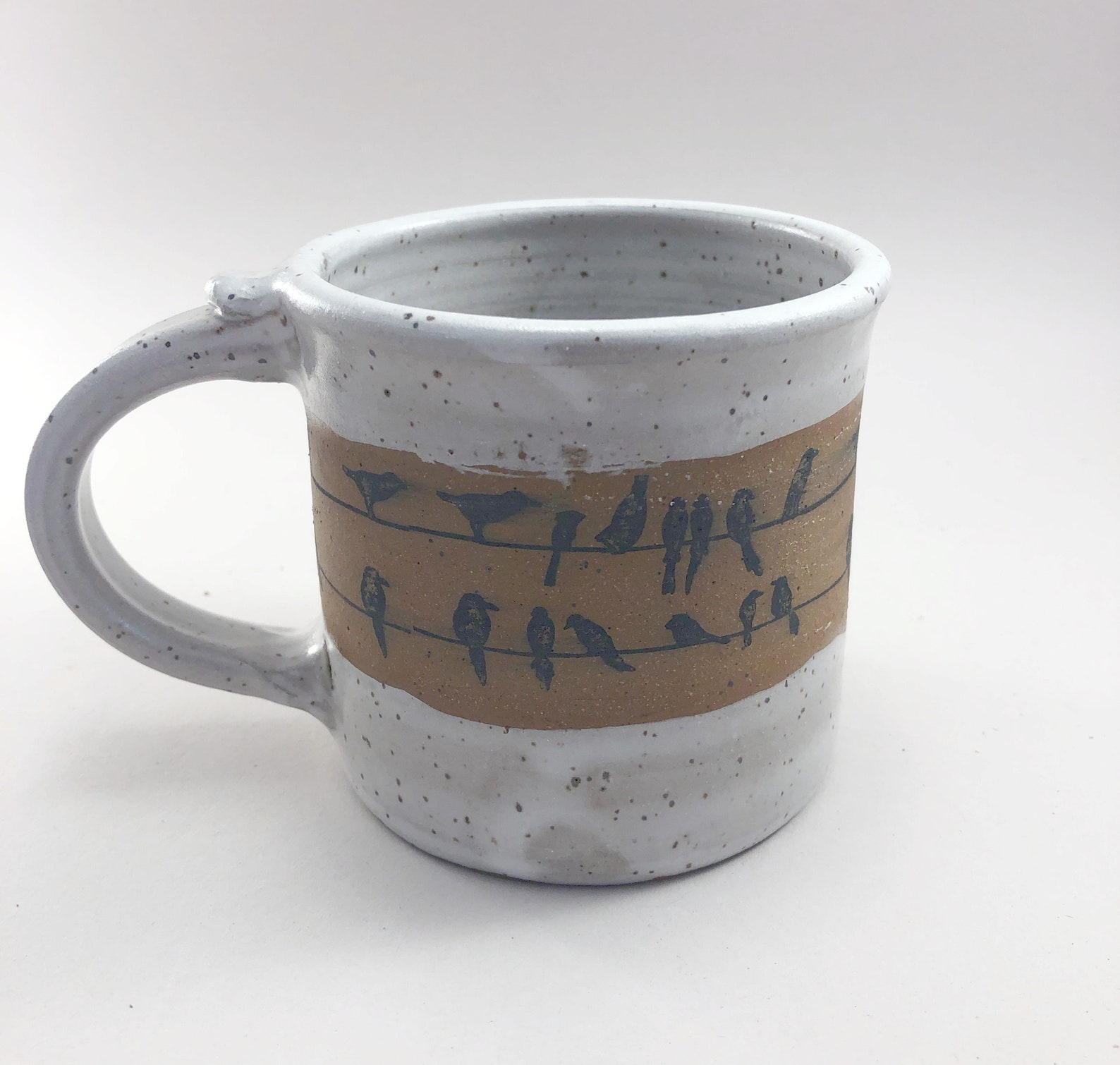 Fun Birds on a Wire Mug in Intense Blue or White Glaze - Etsy