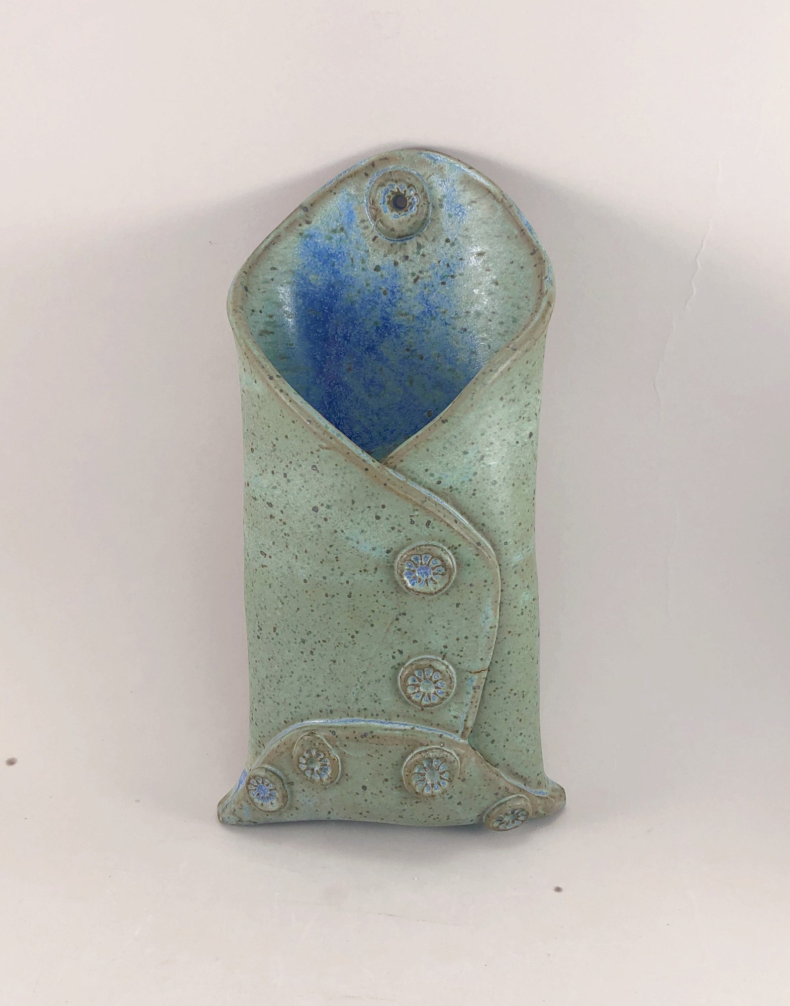 Stoneware Wall Pocket in Your Choice of Turquoise Yellow or - Etsy