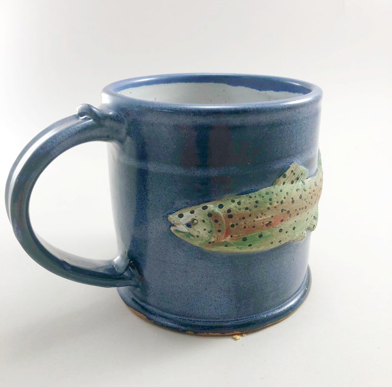 Extra Large Trout Mug in Intense Blue or Nutmeg Brown Glaze - Etsy