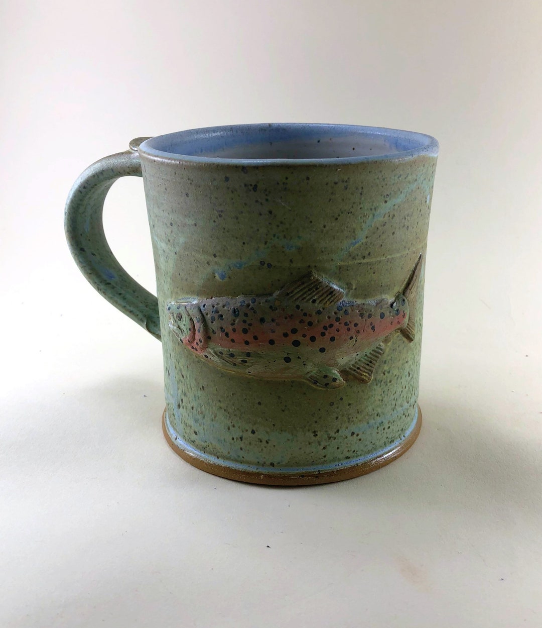 Extra Large Trout Mug: Handmade Pottery, ABG or Spearmint Green Glaze ...
