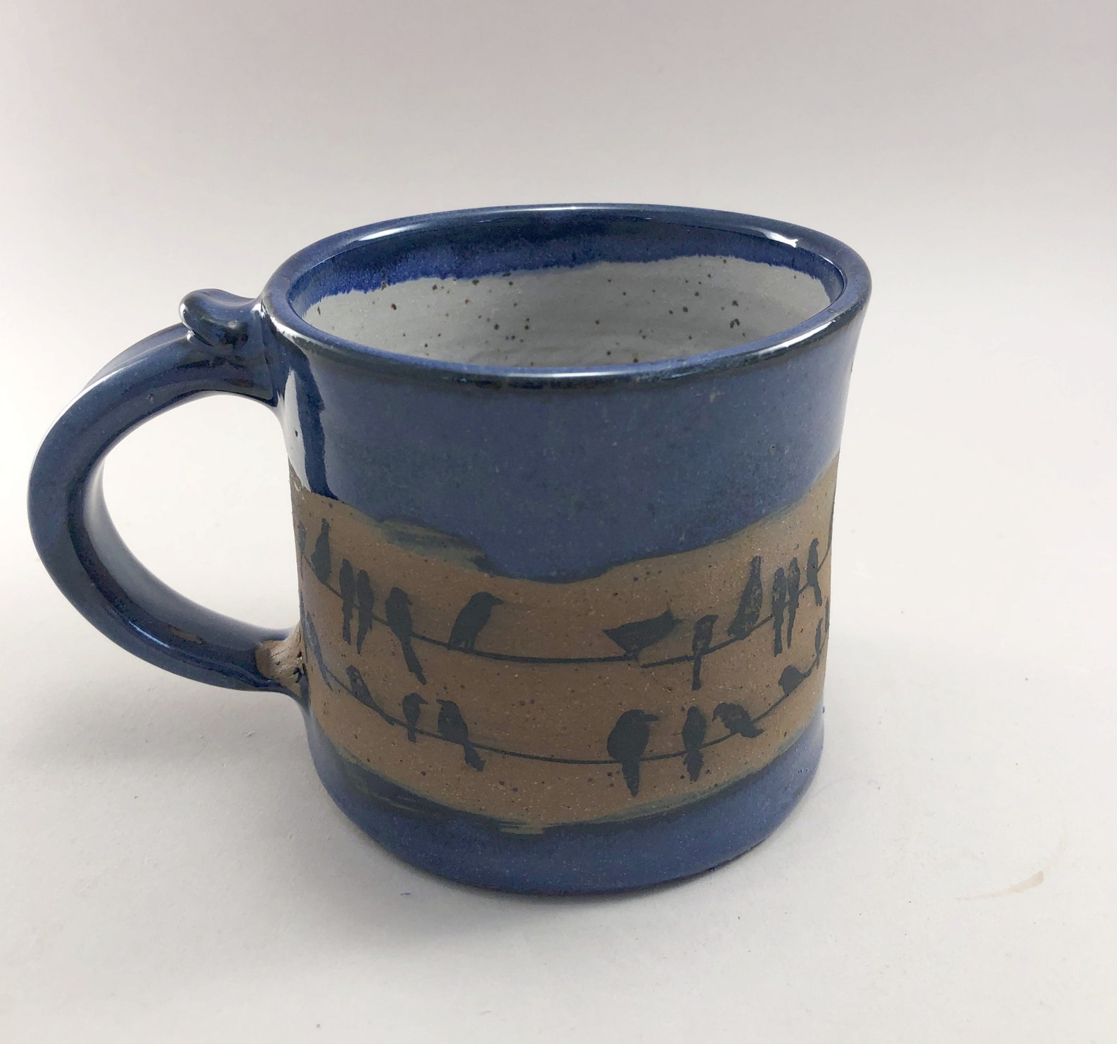 Fun Birds on a Wire Mug in Intense Blue or White Glaze - Etsy