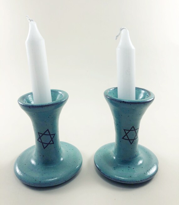 Candlesticks for Shabbat the Jewish Sabbath With Turquoise - Etsy