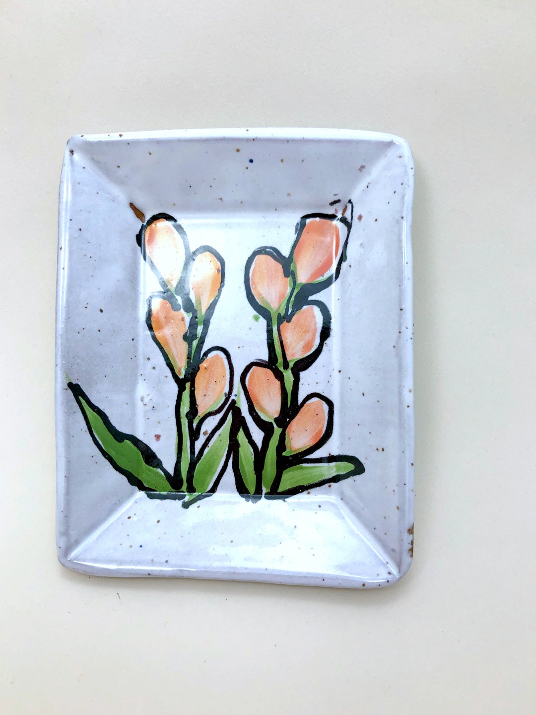 Soap Dish/occasional Dish With Light Red, Poppy Orange or Blue Flowers ...