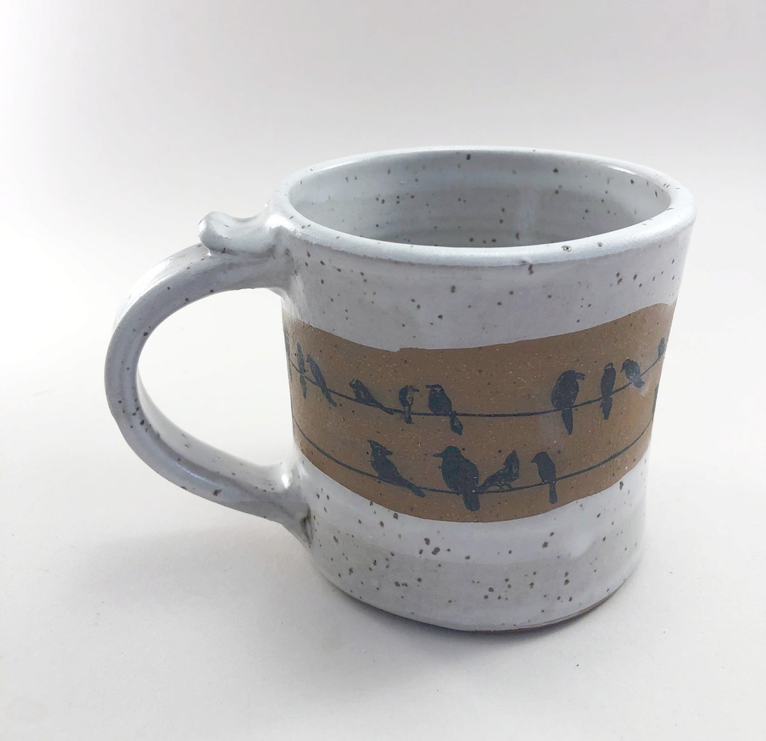 Fun Birds on a Wire Mug in Intense Blue or White Glaze - Etsy