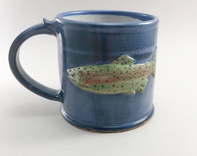 Extra Large Trout Mug in Intense Blue or Nutmeg Brown Glaze With a ...