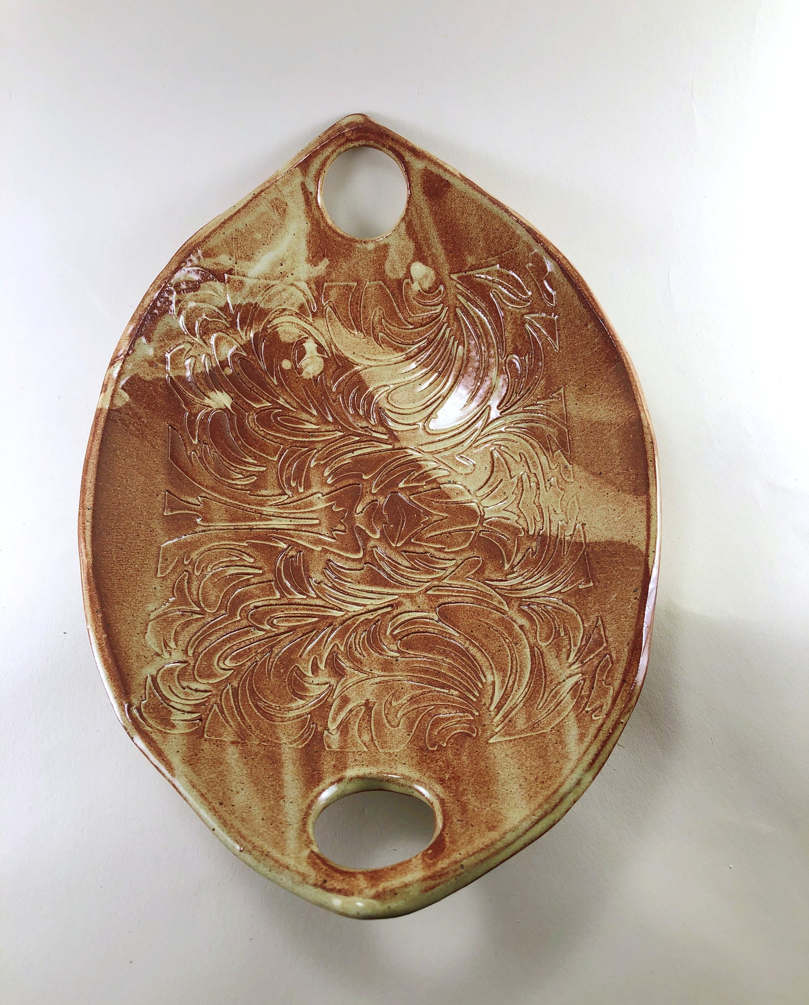 Cream Breaking Rust Flourish Serving Bowl - Etsy