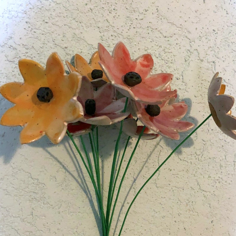 Ceramic Flowers With Stems - Etsy