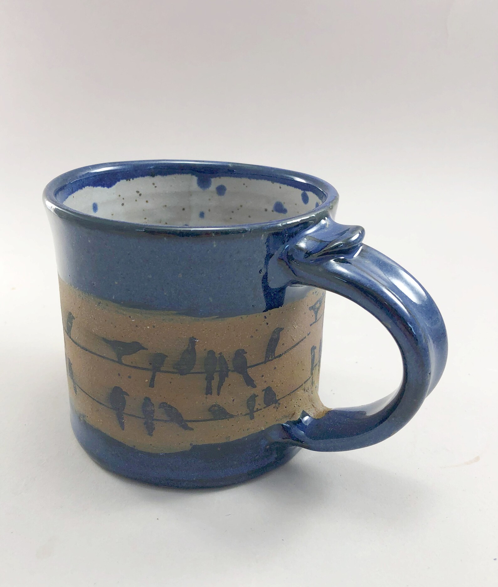 Fun Birds on a Wire Mug in Intense Blue or White Glaze - Etsy