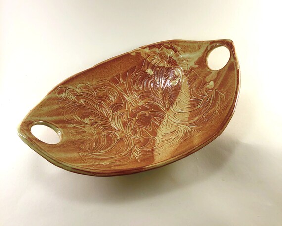 Cream Breaking Rust Flourish Serving Bowl | Etsy