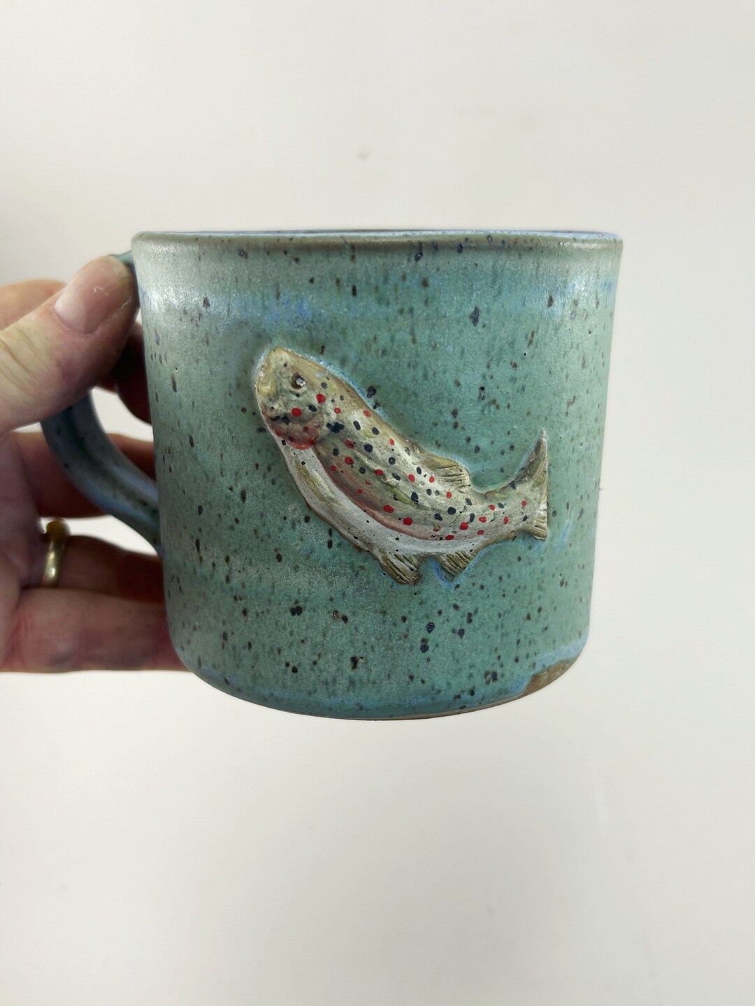 Rainbow Trout Mug With ABG Blue Green Glaze - Etsy