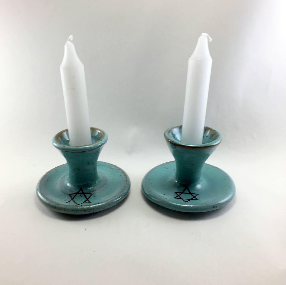 Candlesticks for Shabbat the Jewish Sabbath with Turquoise | Etsy
