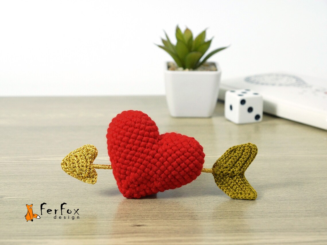 Heart With Arrow Crochet PATTERN DIY Amigurumi - Etsy