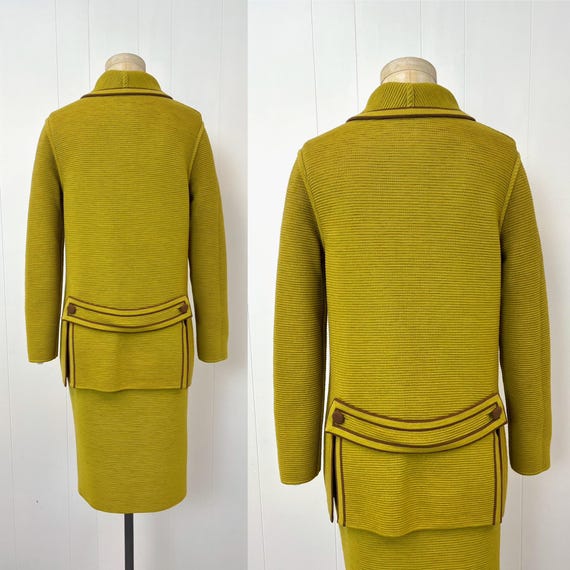 1960s Reversible Chartreuse Brown Striped Wool Jacket… - Gem