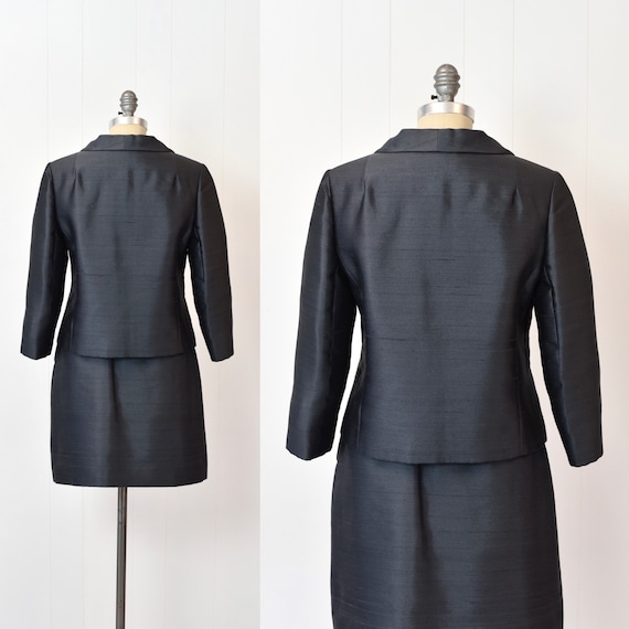 1960s Betsy Bates Steel Blue Gray Two Piece Jacket & … - Gem
