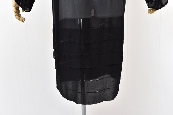 Gaia Sheer Ruffle Duster Top, Negro -, XS