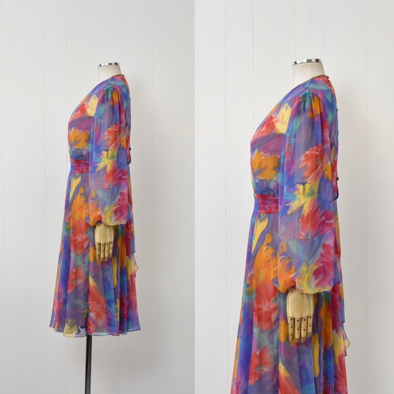 1970s/1980s David Morris Watercolor Floral Print Shee… - Gem