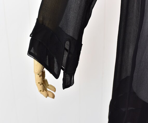 1920s Sheer Black Ruffle Duster Dress - Gem
