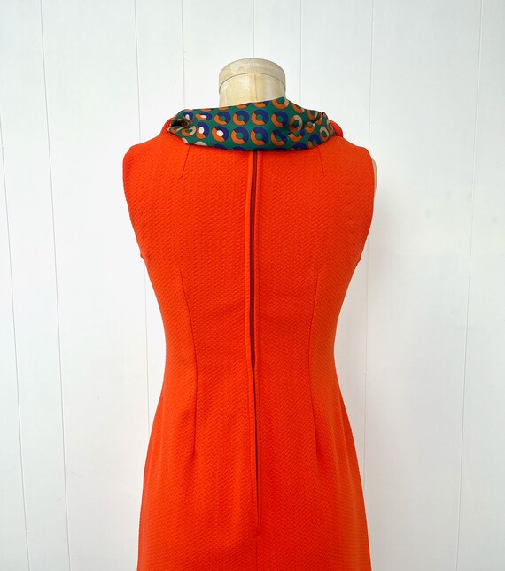 1960s Orange Chevron Mod Removable Scarf Mad Men Groo… - Gem