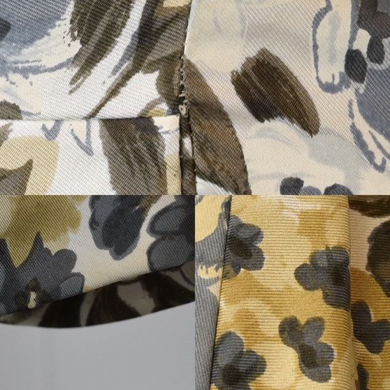 1950s Gold Floral Print Bubble Hem Party Cocktail Mrs… - Gem