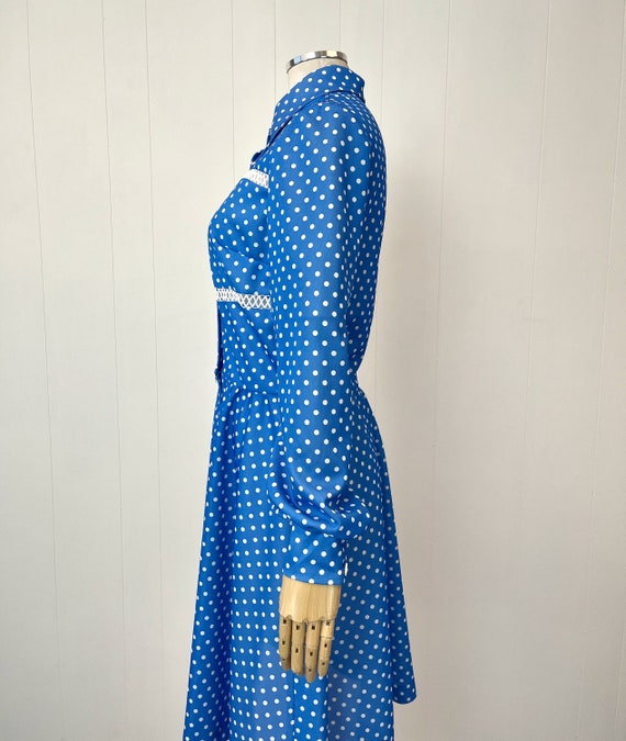 1970s Blue & White Polka Dot Cut Out Melissa Lane Shi… - Gem
