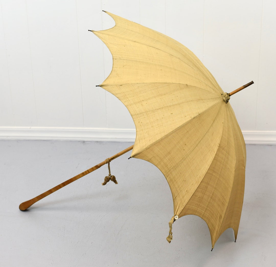 Antique 1900s Edwardian Tan Linen Parasol Umbrella - Etsy
