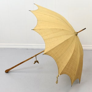 Antique 1900s Edwardian Tan Linen Parasol Umbrella - Etsy