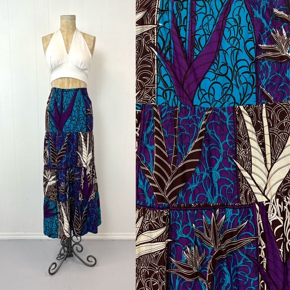 1970s Hawaiian Colorful Purple Blue Floral Botanical … - Gem