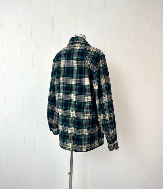 1960s Pendleton Green Plaid Wool Button Down Long Sle… - Gem