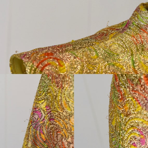1960s Gold Metallic Colorful Mod Mad Men Party Mini D… - Gem
