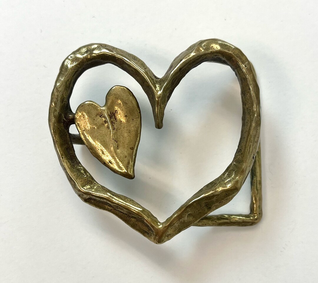 1970s 1977 Ivar Hyden Artist Signed Heart Novelty Brass Belt Buckle ...