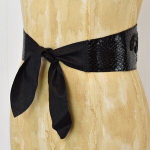 1980s Black Snakeskin Leather Sequin Embellished Tie Statement - Etsy