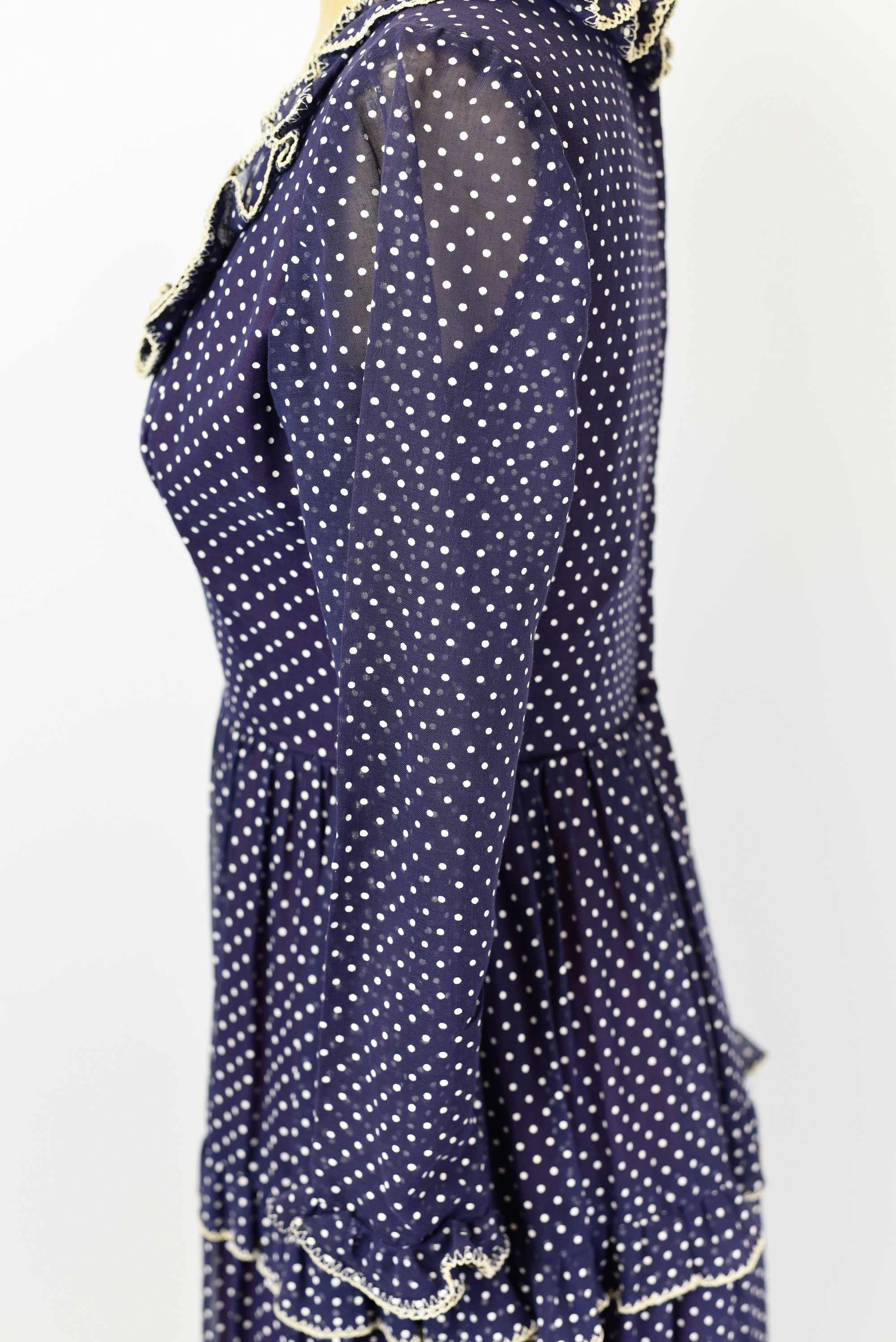 1970s Victor Costa Navy Polka Dot Maxi Dress - Etsy
