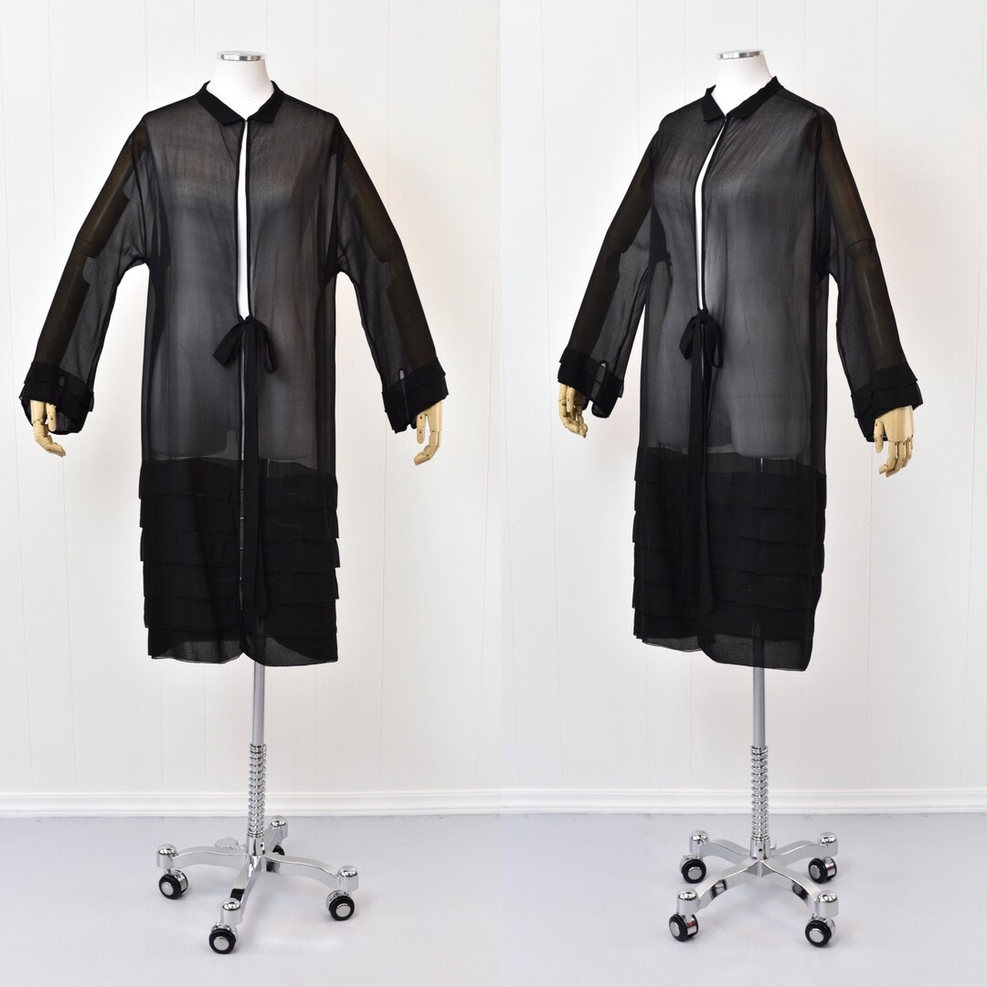1920s Sheer Black Ruffle Duster Dress - Etsy