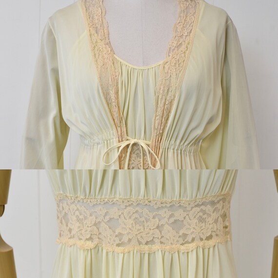 1960s/1970s Light Yellow Pastel Nylon Floral Lace Bou… - Gem