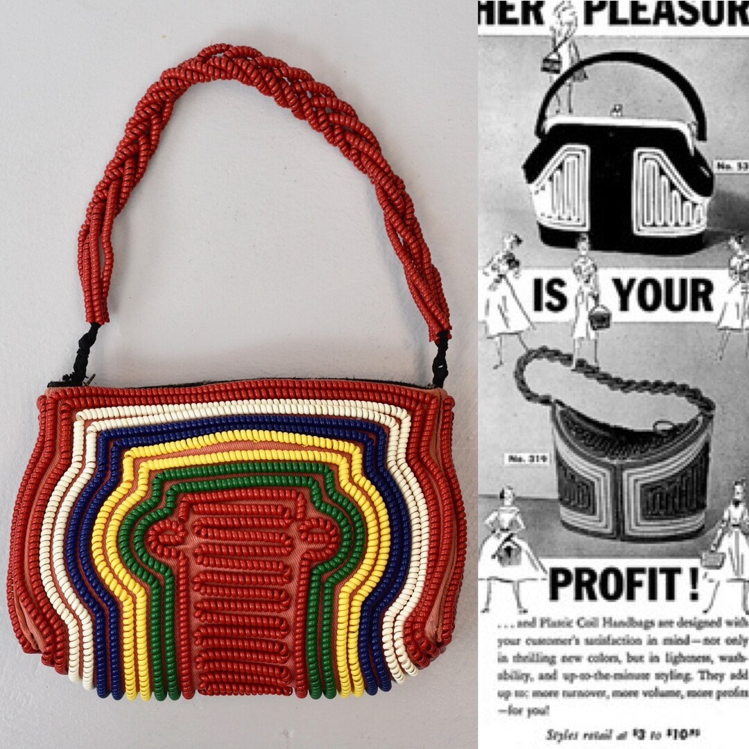 RARE 1940s Primary Color Telephone Cord Coil Purse Handbag - Etsy
