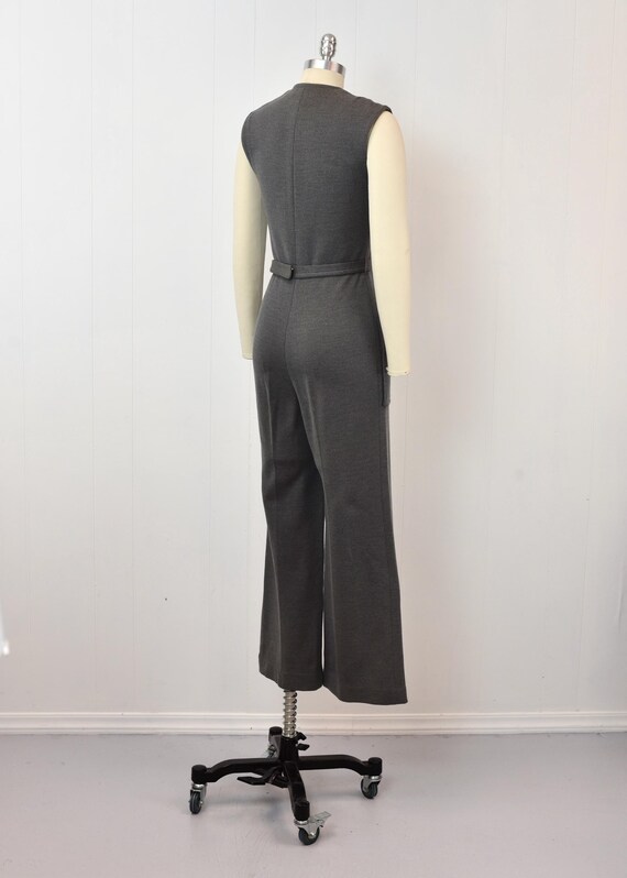 1970s Gray Wool Kimberly Flare Bell Bottom One Piece … - Gem