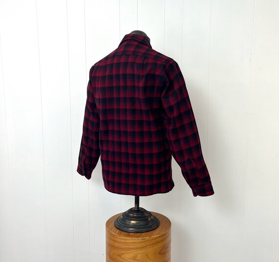 1960s Pendleton Red Black Plaid Print Wool Flannel Lo… - Gem