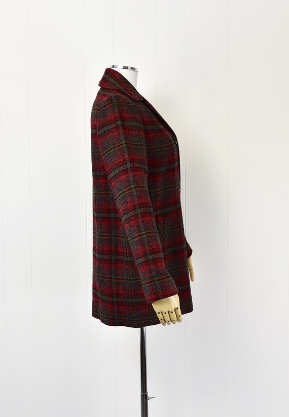 1950s Pendleton Red Black Classic Plaid Coat Jacket - Gem