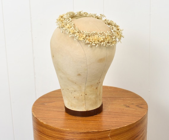1930s Ivory Wax Flower Bridal Wedding Crown Tiara Hea… - Gem