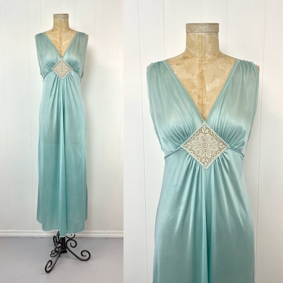 1970s Blue Lace Midriff Gilead Nylon Boudoir Lingerie… - Gem