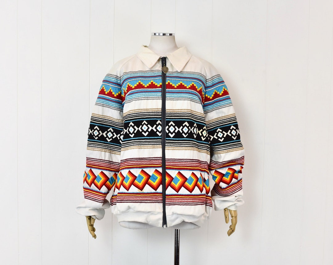 RARE 1970s/1980s Seminole Native American White Patchwork Cotton Jacket ...