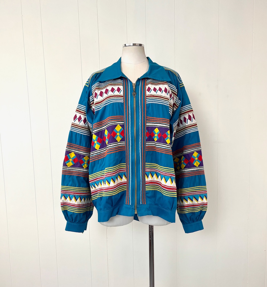 RARE 1980s Seminole Native American Patchwork Turquoise Blue Ric Rac ...