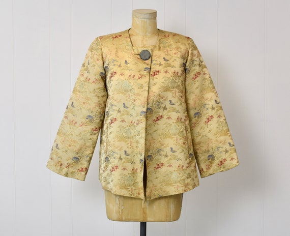 1940s/1950s Gold Japanese Asian Inspired Novelty Print Brocade - Etsy