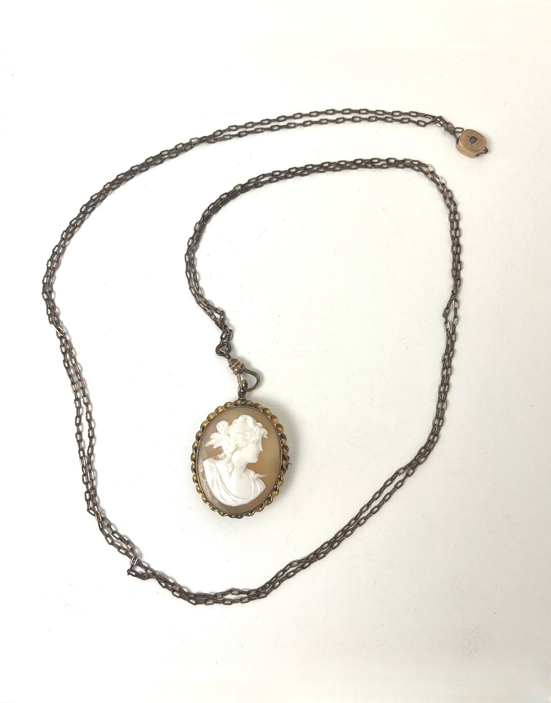 Antique Edwardian Early 1900s Cameo & Watch Chain Gold Filled - Etsy